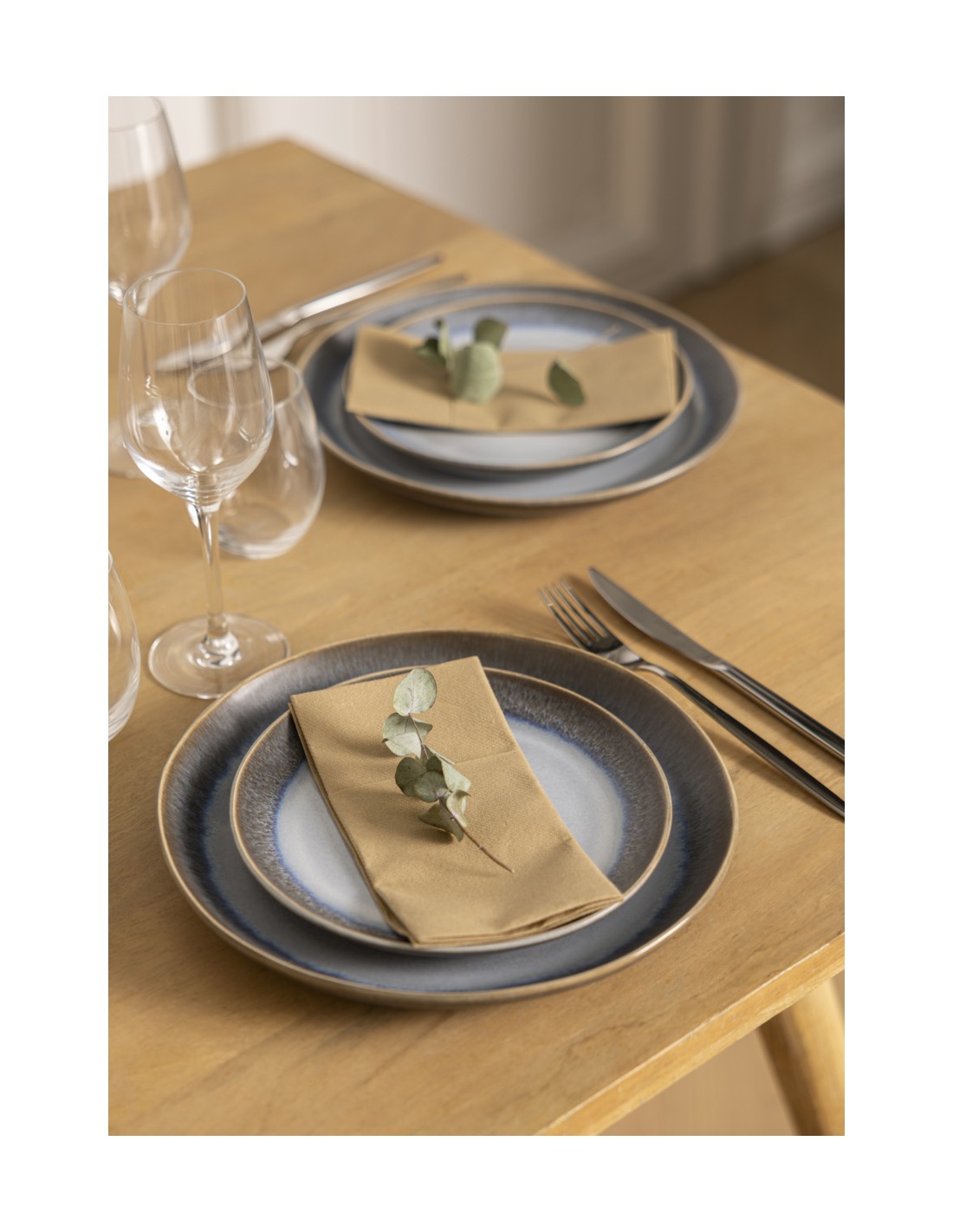 Plato Llano Redondo Azul Glaciar Gres Esmaltado Ø 27 Cm Snow Pro.Mundi | Pilsa